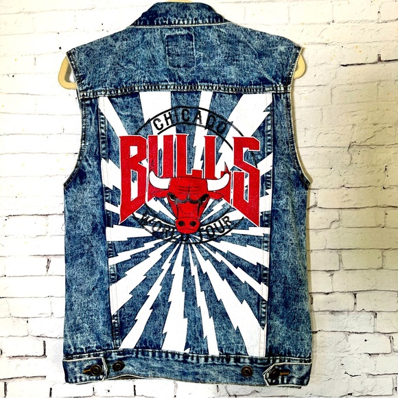 NBA | Jackets & Coats | Nba Chicago Bulls World Tour Acid Wash Denim ...